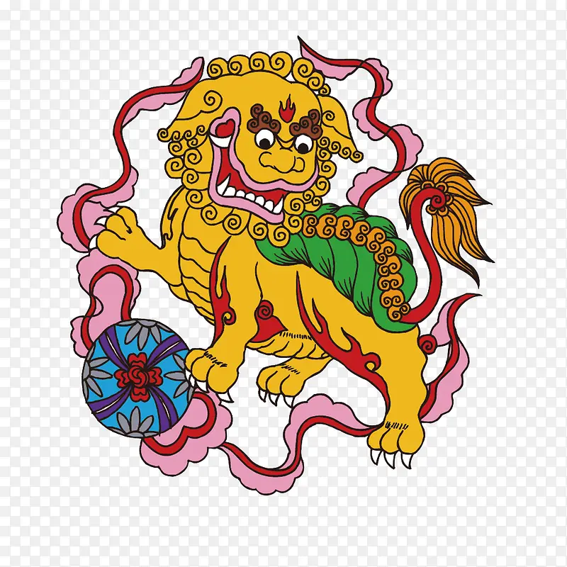 中国风古典狮子滚绣球PNG图片素材下载 图片编号qllrvmzq 免抠素材网
