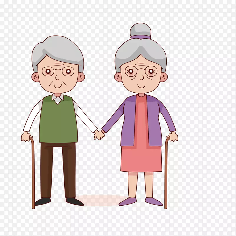 卡通成双成对的老年人PNG图片素材下载_图片编号qxjnbdbq-免抠素材网