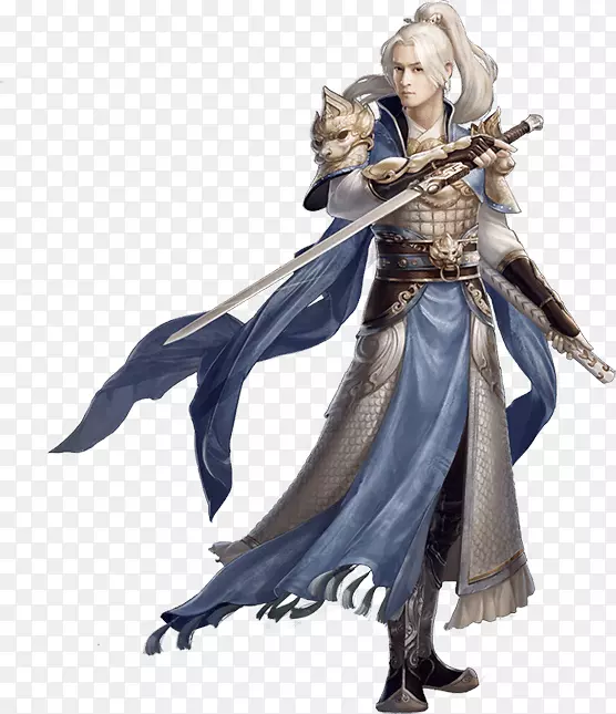 双剑白发少年古风手绘海报PNG图片素材下载_图片编号ykelvnay-免抠素材网