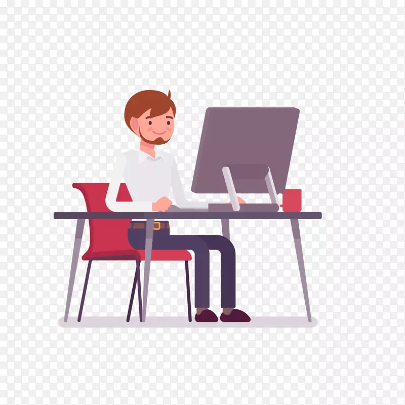 矢量手绘办公电脑工作PNG图片素材下载_图片编号ypebekgq-免抠素材网