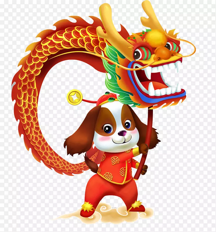 卡通舞龙的小狗免抠图PNG图片素材下载_图片编号qxvdlmmq-免抠素材网