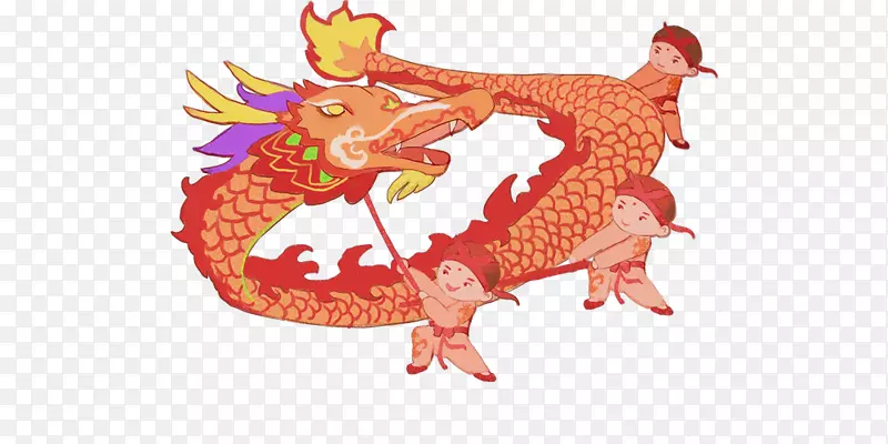 节日装饰春节舞龙卡通插图PNG图片素材下载_图片编号qxvdjokq-免抠素材网