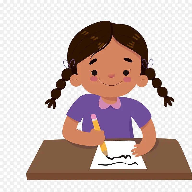 卡通写字的女孩人物设计PNG图片素材下载_图片编号yvwdvwlq-免抠素材网