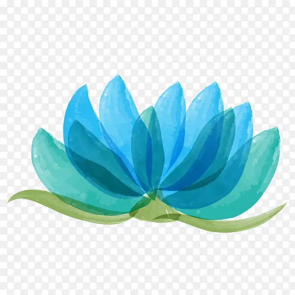 蓝色水彩莲花图案PNG图片素材下载_图片编号qvwxgrjy-免抠素材网