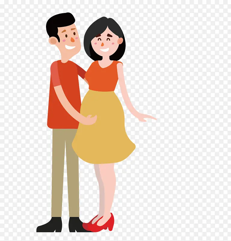 手绘卡通幸福夫妻怀孕的妻子散步PNG图片素材下载_图片编号ykvalwzq-免抠素材网