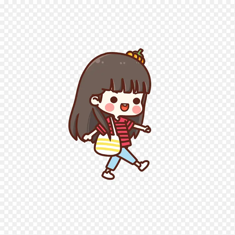 卡通走路上班的女孩素材PNG图片素材下载_图片编号yeoeeevy-免抠素材网