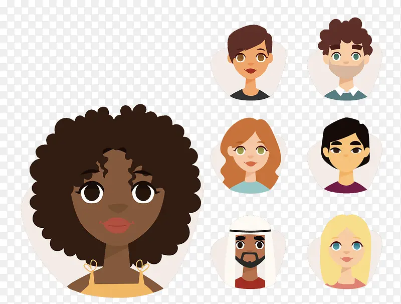 矢量不同种族的头像PNG图片素材下载_图片编号yerdnwgq-免抠素材网
