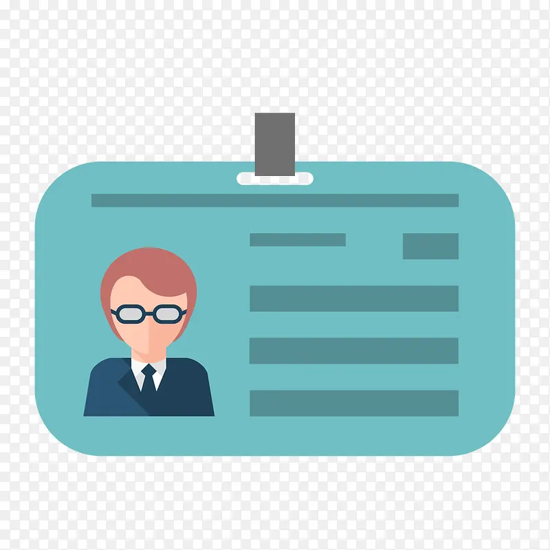 蓝色圆角工牌卡通插画PNG图片素材下载_图片编号qoavdzbq-免抠素材网