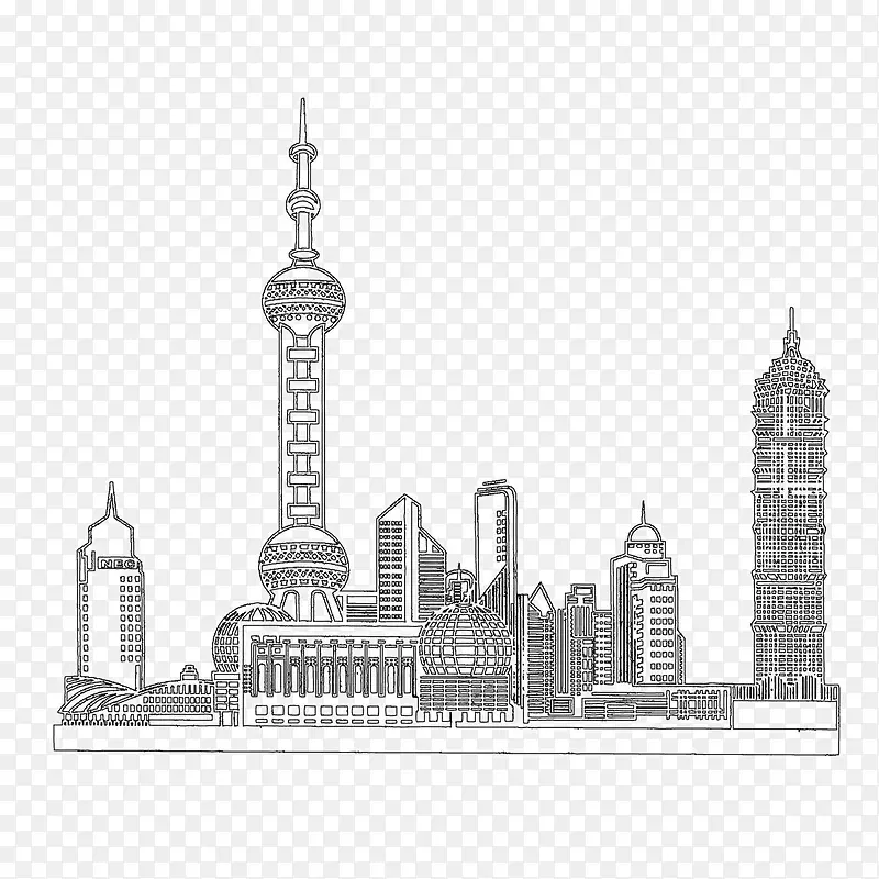 手绘陆家嘴PNG图片素材下载_图片编号qapkapdy-免抠素材网