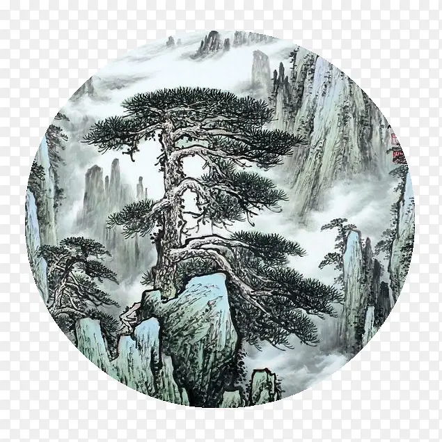彩绘水墨画松树PNG图片素材下载_图片编号yzxxorvy-免抠素材网