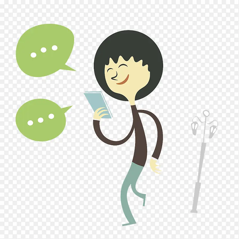 卡通人物看着手机走在路上PNG图片素材下载_图片编号qnkgbvvy-免抠素材网