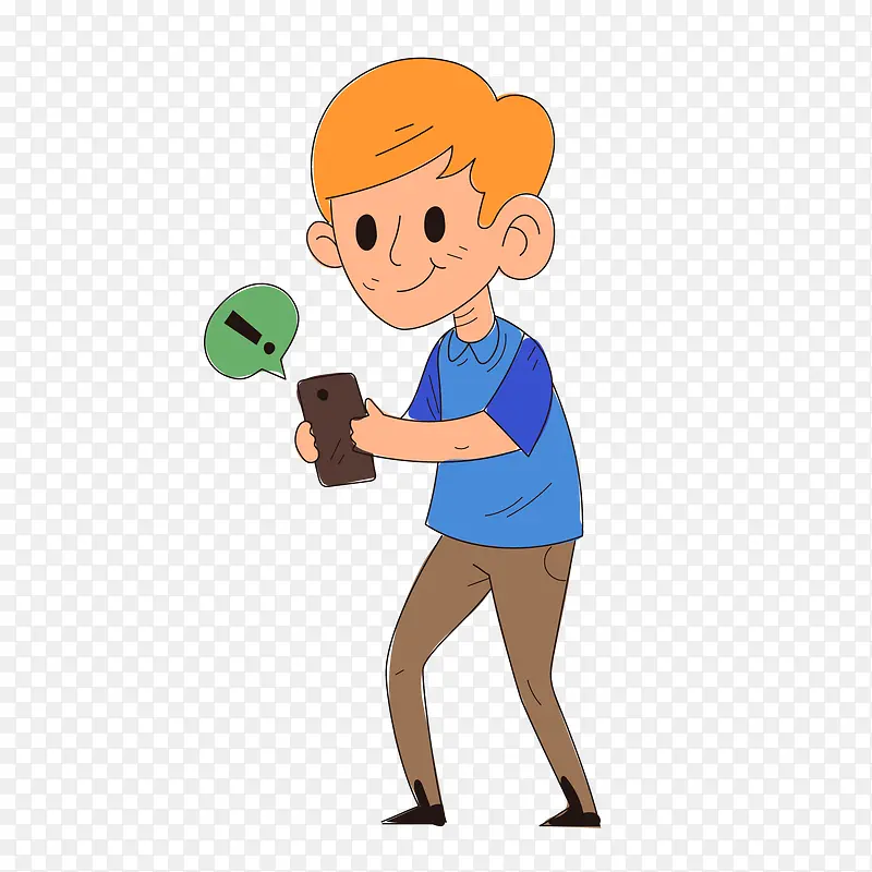卡通看手机消息的人物设计PNG图片素材下载_图片编号yarnkgpw-免抠素材网