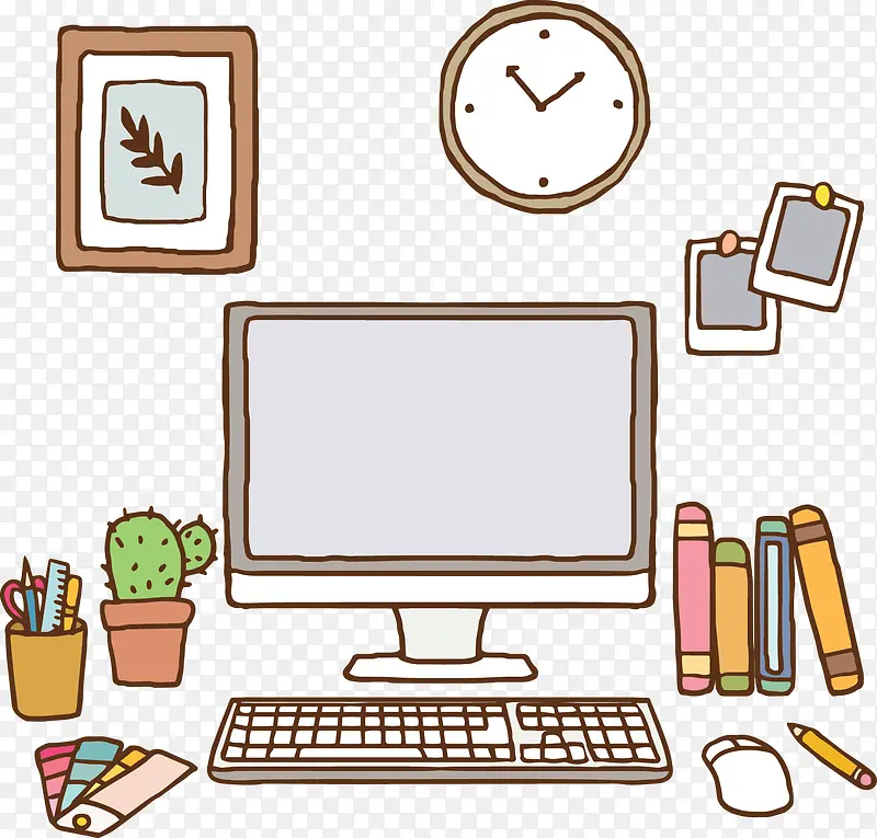 卡通桌面办公电脑PNG图片素材下载_图片编号yjedoape-免抠素材网