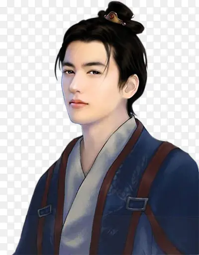 蓝色衣装英俊男子古风立绘PNG图片素材下载_图片编号qbaolgde-免抠素材网