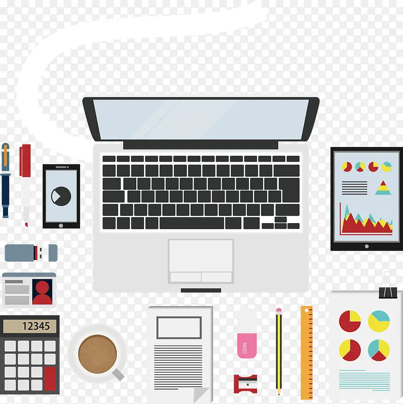 矢量设计办公桌和电脑等PNG图片素材下载_图片编号qmrvzbgw-免抠素材网