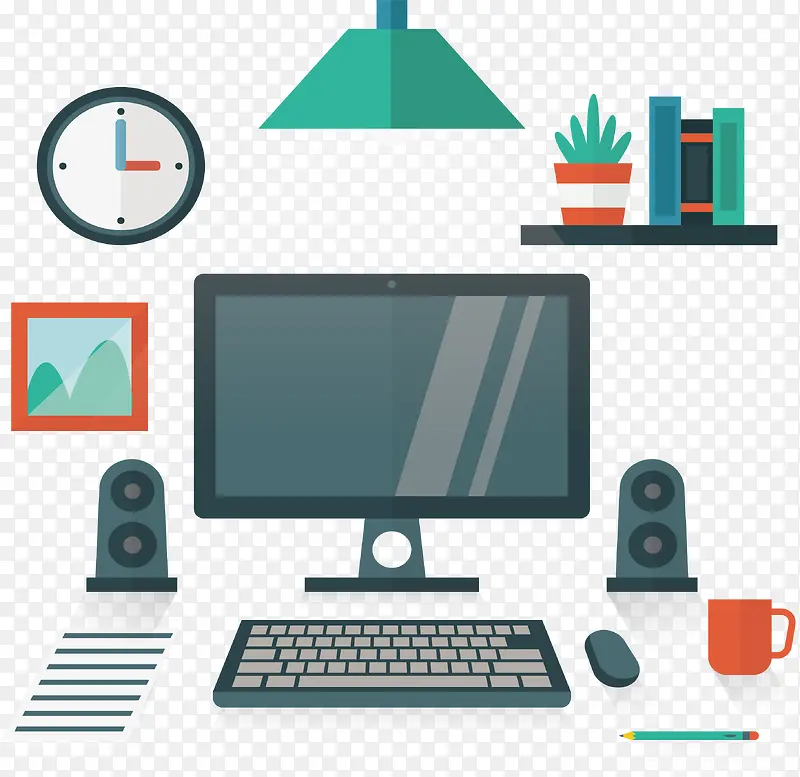 台式电脑办公桌PNG图片素材下载_图片编号yzonjaed-免抠素材网