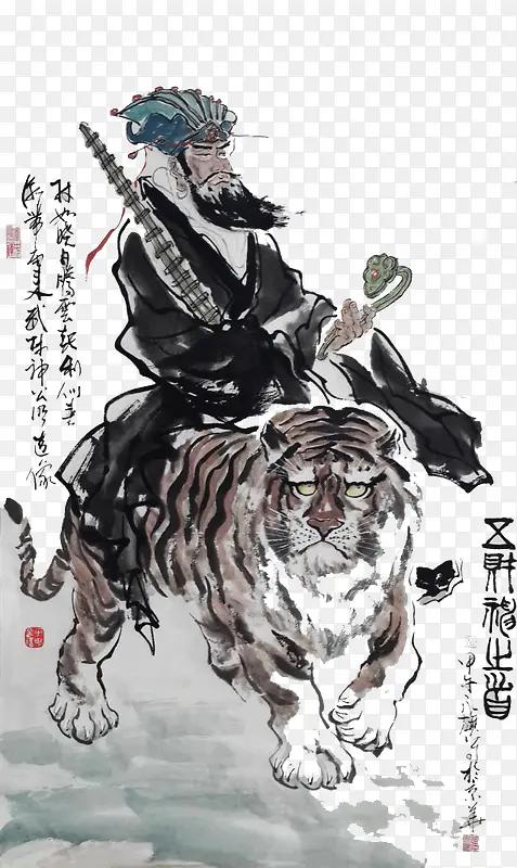 赵公明水墨画PNG图片素材下载_图片编号ynvawgnx-免抠素材网