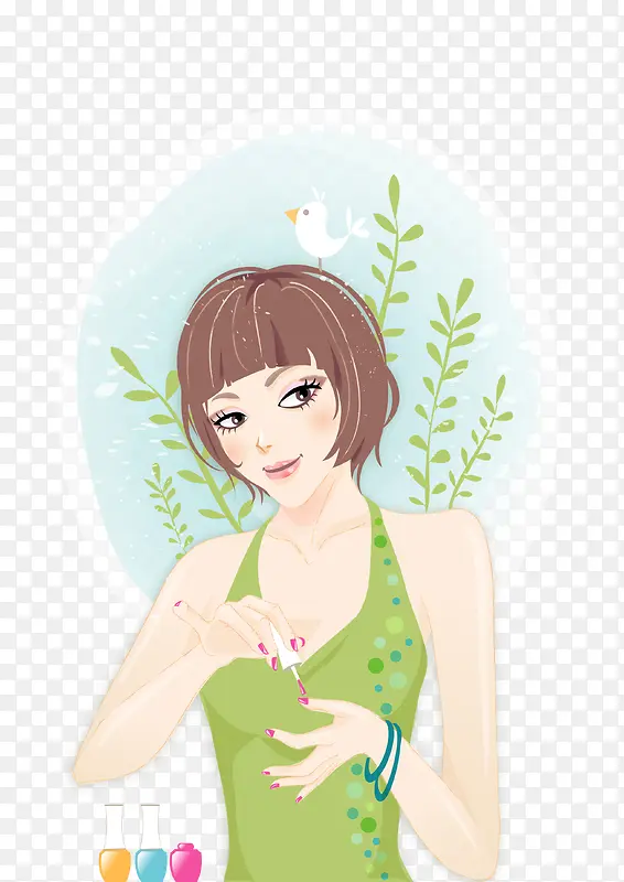 涂指甲油的卡通女孩png图片素材下载图片编号yezdpeno 免抠素材网