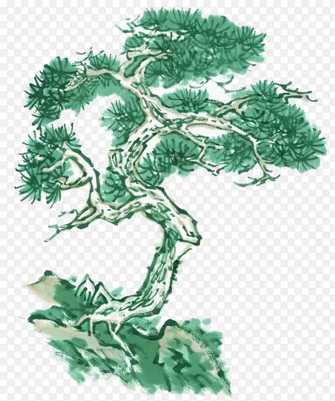 彩色国画松树PNG图片素材下载_图片编号ybazpgvw-免抠素材网