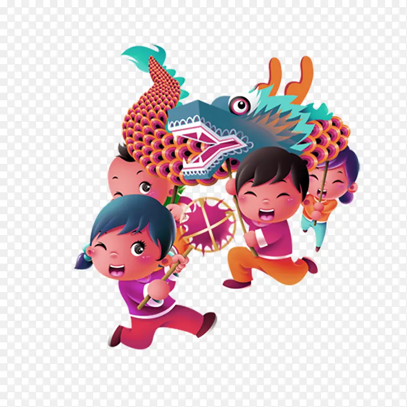 舞龙的小孩PNG图片素材下载_图片编号yezakgoz-免抠素材网