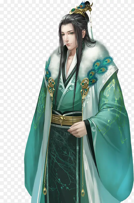 孔雀蓝色美男古风手绘PNG图片素材下载_图片编号yrmjvvwv-免抠素材网