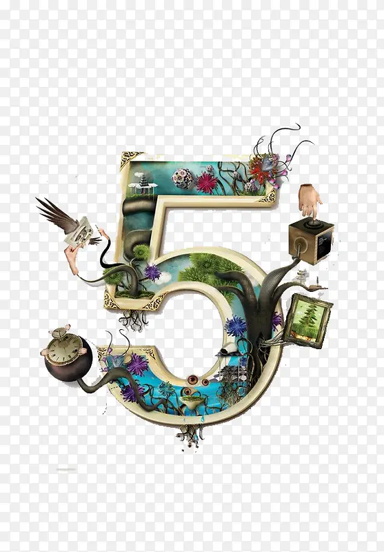 树林动物数字5PNG图片素材下载_图片编号qezbozll-免抠素材网