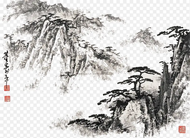 国画松树图片PNG图片素材下载_图片编号yrvmwwje-免抠素材网