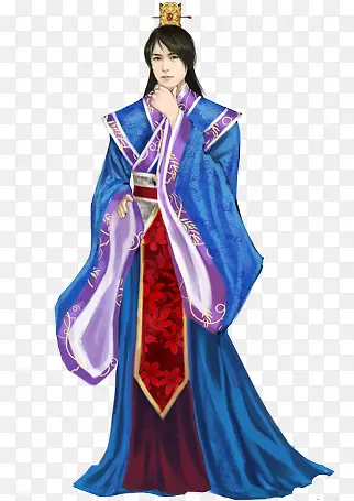 蓝衣帅气古风手绘男子PNG图片素材下载_图片编号qlboljgv-免抠素材网