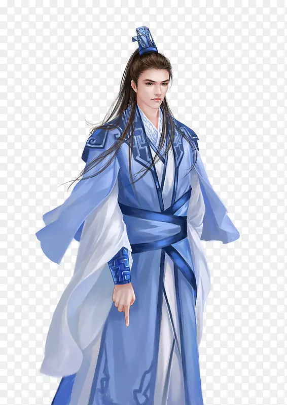 古风立绘蓝色剑士PNG图片素材下载_图片编号yanpakoe-免抠素材网
