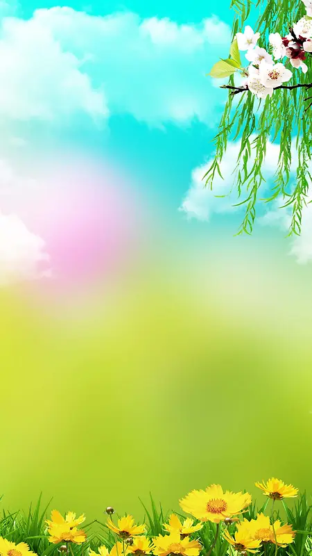 蓝天白云柳树源文件H5背景背景图片素材下载_图片编号qpkepkal-免抠素材网